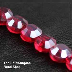 Chinese 6mm Coin Crystals - Siam - www.thesouthamptonbeadshop.co.uk