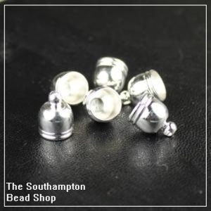6mm End Caps with Loops Silver Plated - www.thesouthamptonbeadshop.co.uk
