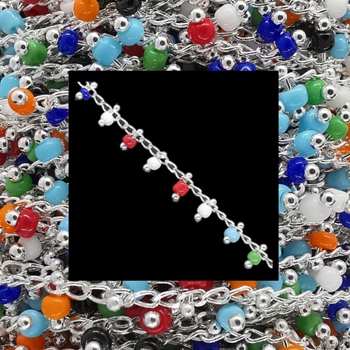 Silver Plated Rainbow Beaded Chain - www.thesouthamptonbeadshop.co.uk