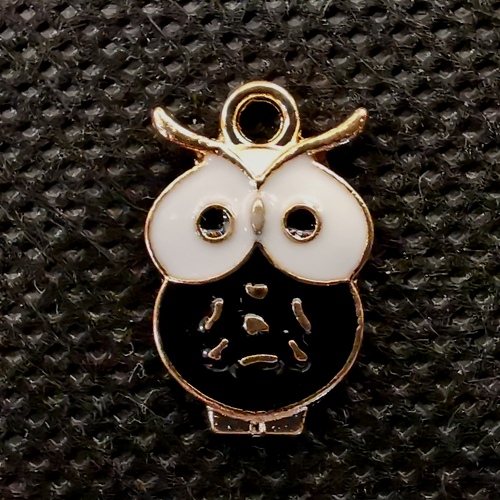 Charm - Owl 2 (Black) - www.thesouthamptonbeadshop.co.uk